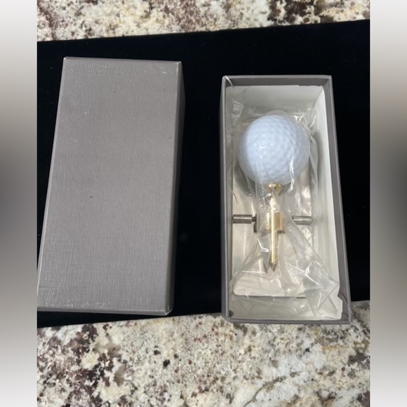 Office | New Gold And Silver Plated Golf Ball Note Holder | Poshmark
